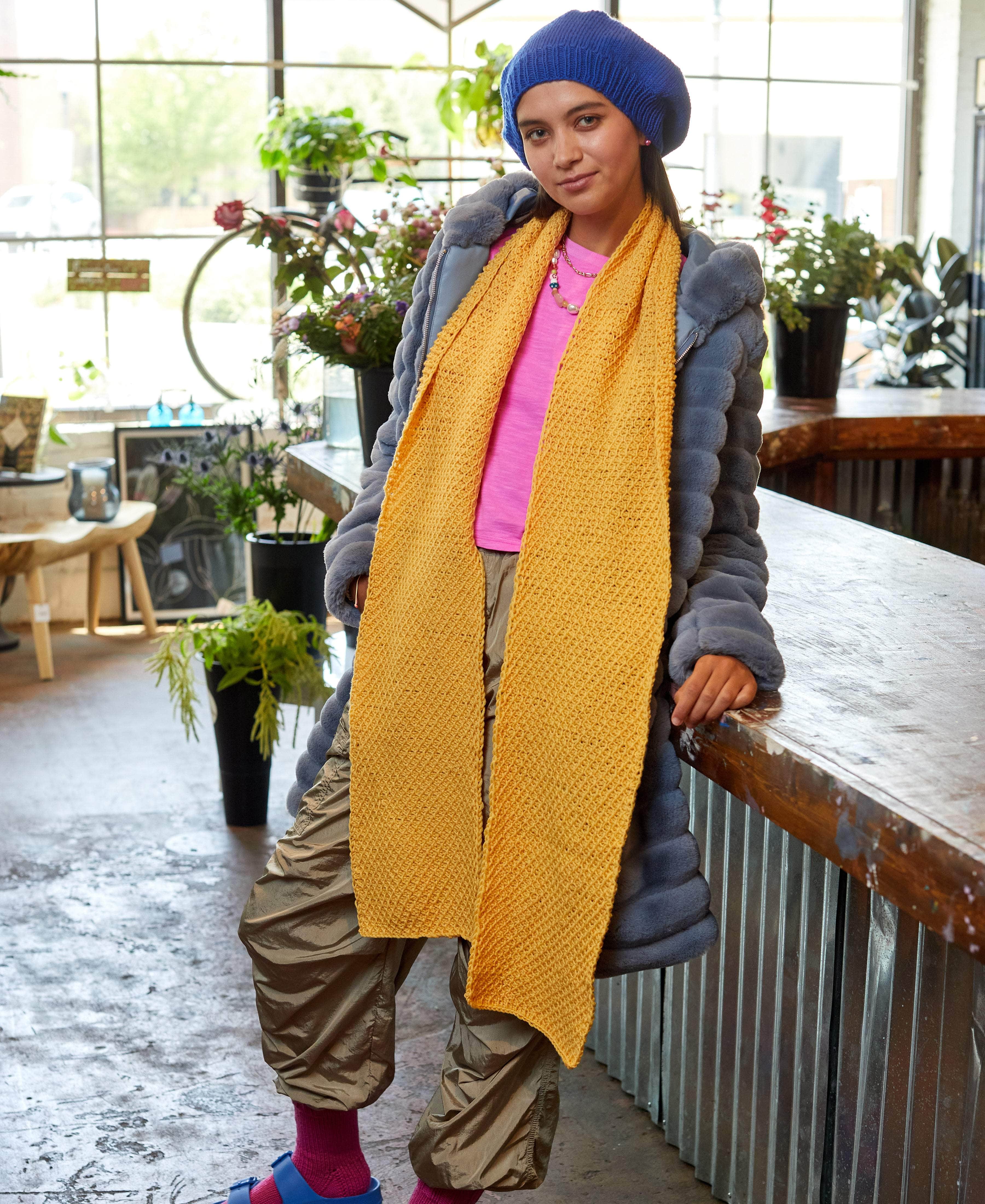 Tunisian Honeycomb Scarf – Premier Yarns