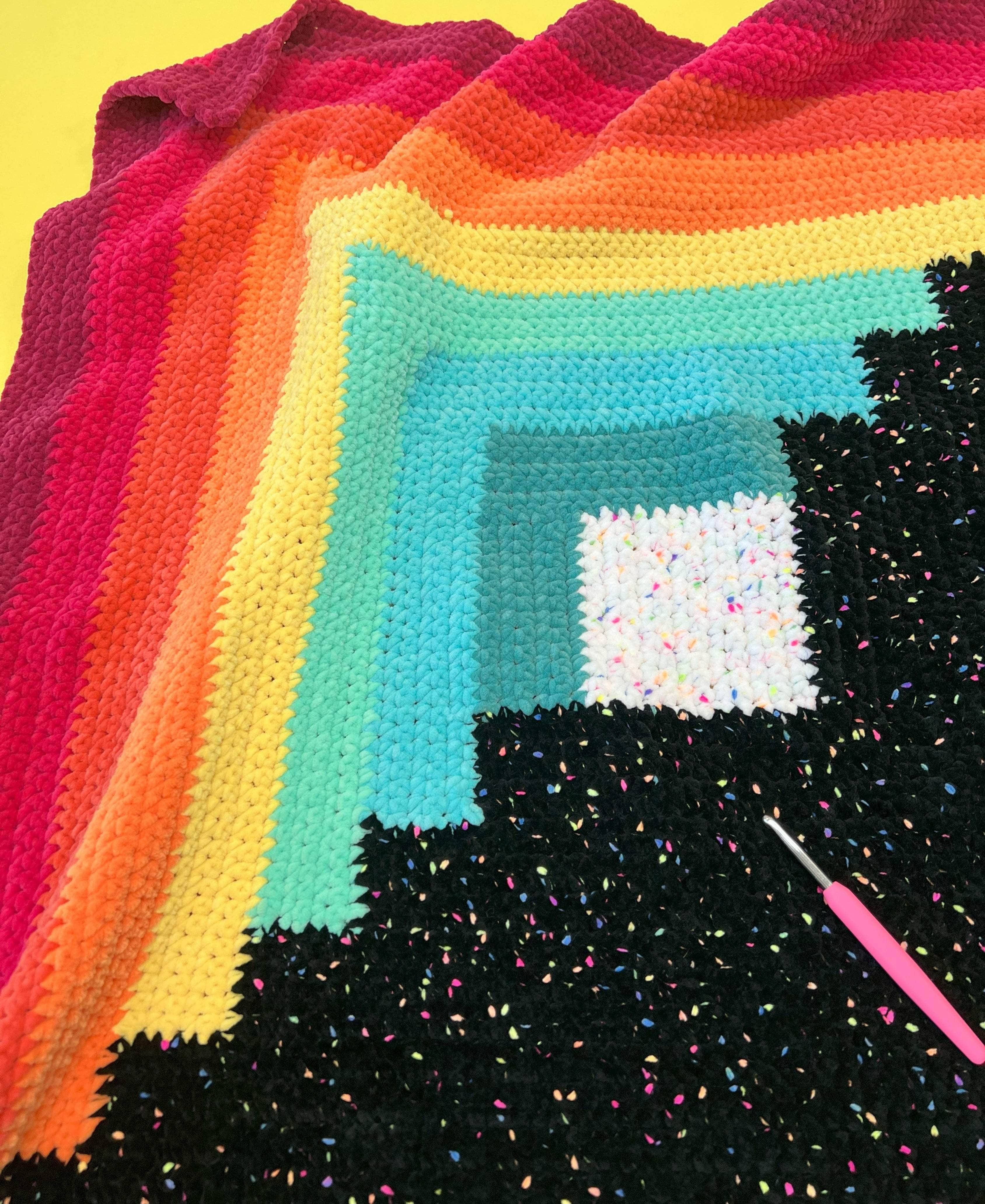 Rainbow Log Cabin Throw – Premier Yarns
