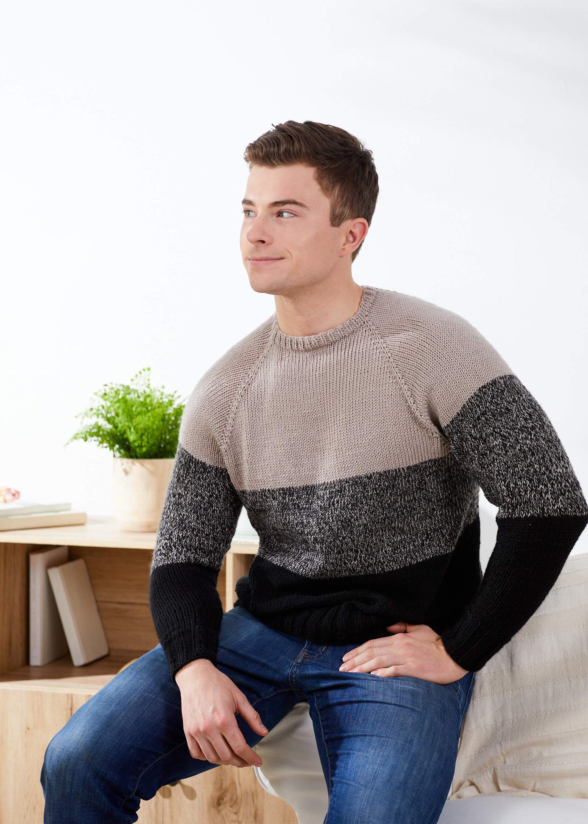 Colorblock Raglan Pullover – Premier Yarns
