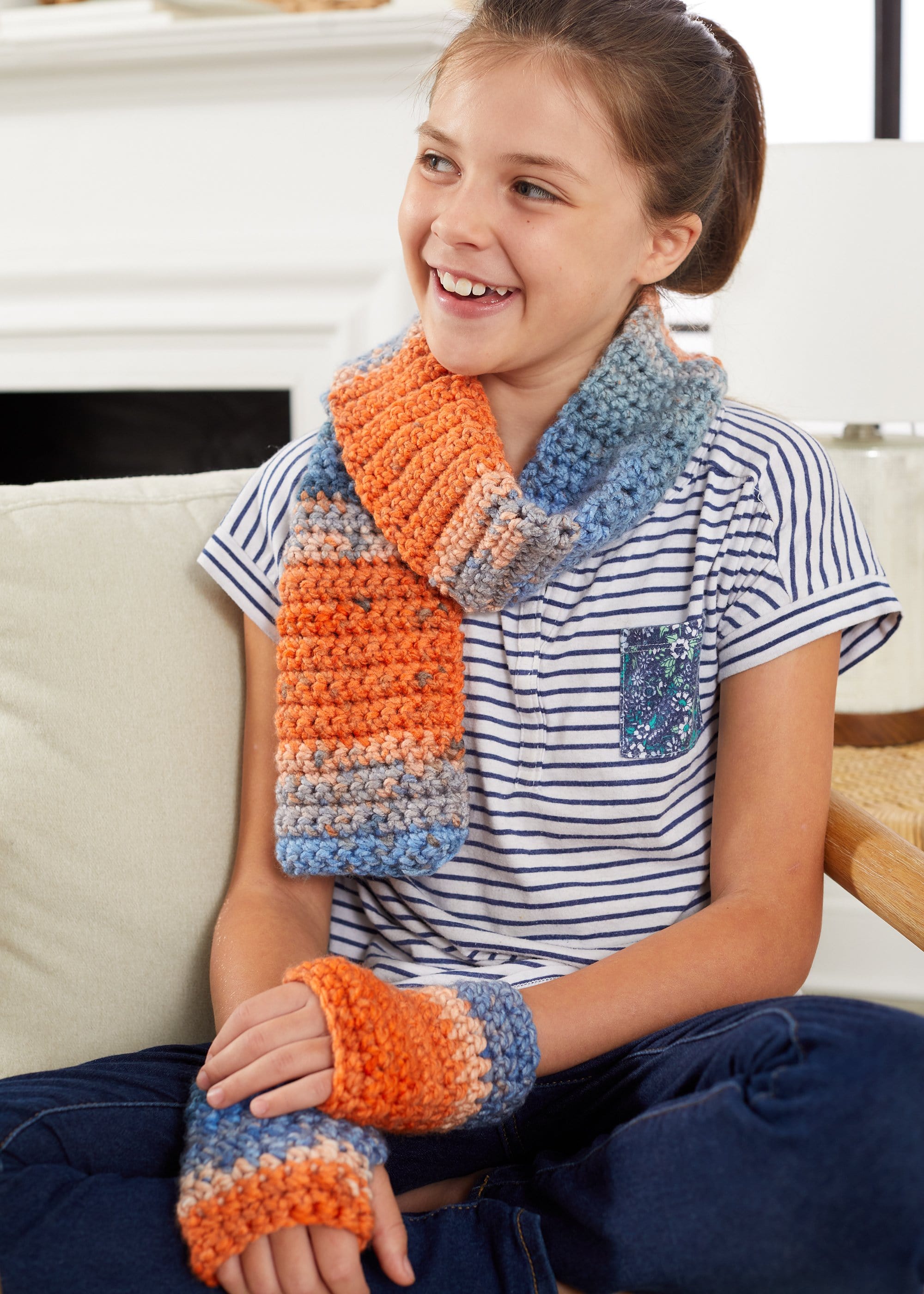 My First Crochet Scarf and Mitts – Premier Yarns