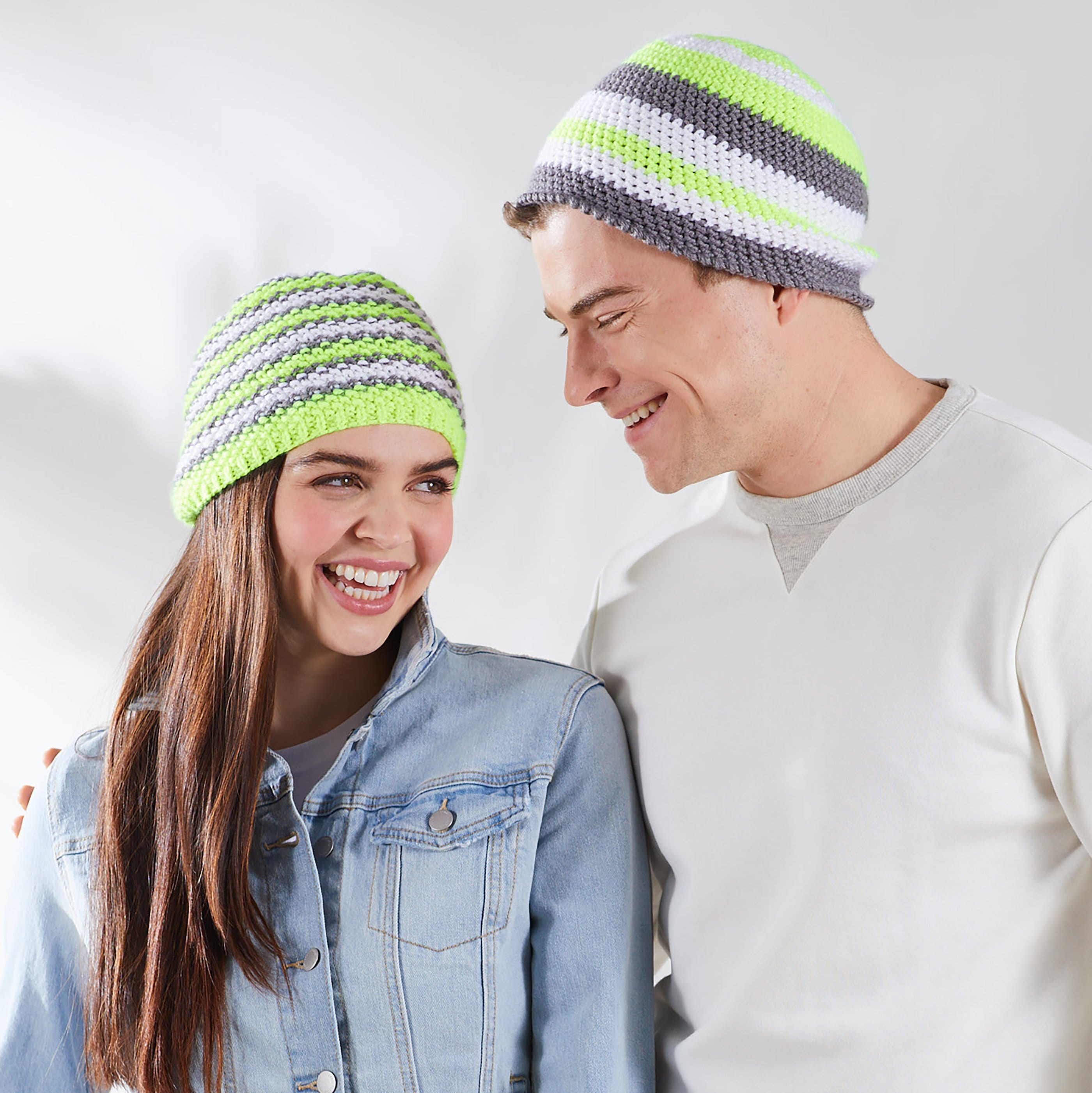 Stripy Neon Hats (Knit and Crochet Patterns) – Premier Yarns
