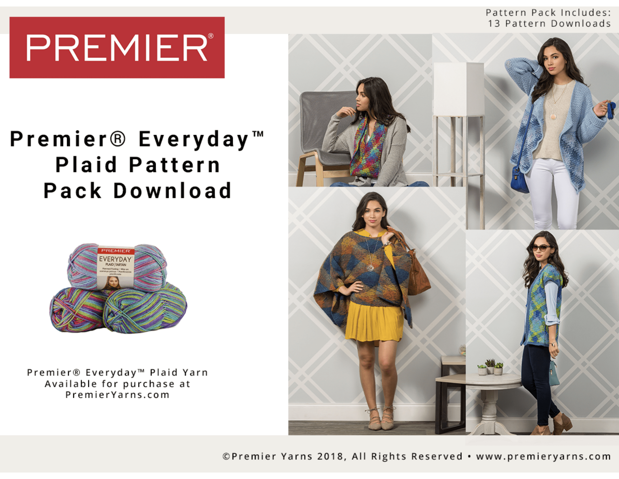 Premier® Everyday® Soft Worsted Plaid Yarn Pattern Pack Download ...