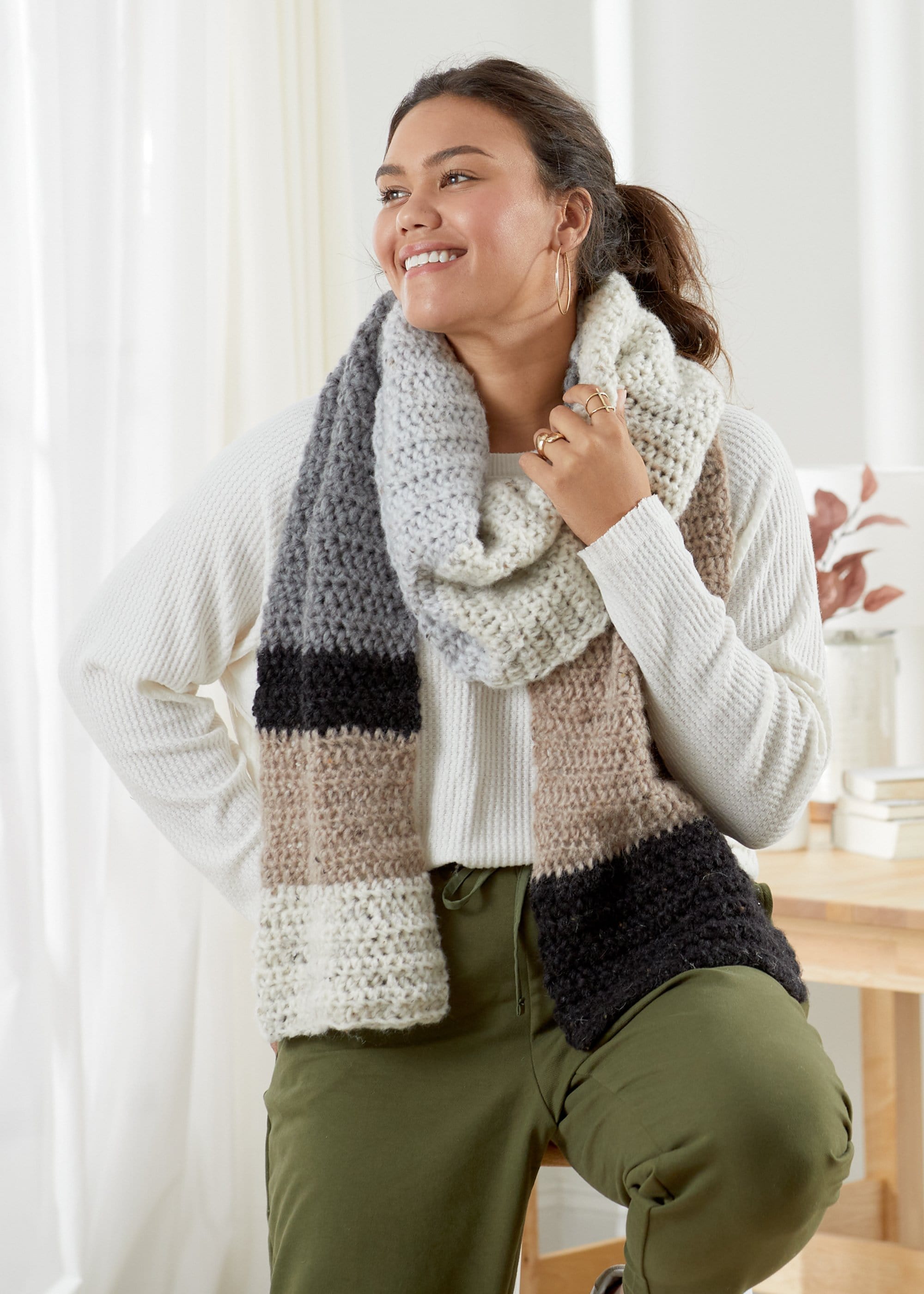 Neutral Colorblock Scarf – Premier Yarns